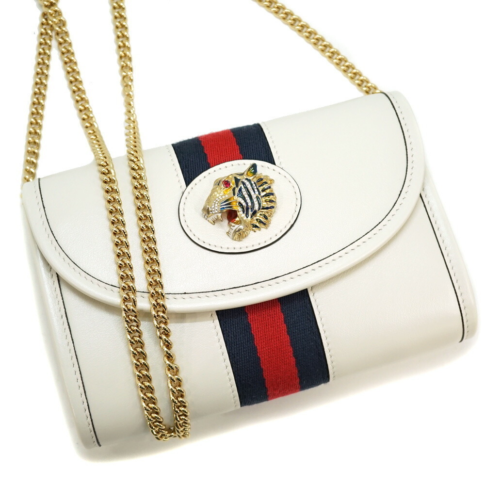 Gucci Raja Mini Shoulder Bag Tiger Leather White Blue… - Gem